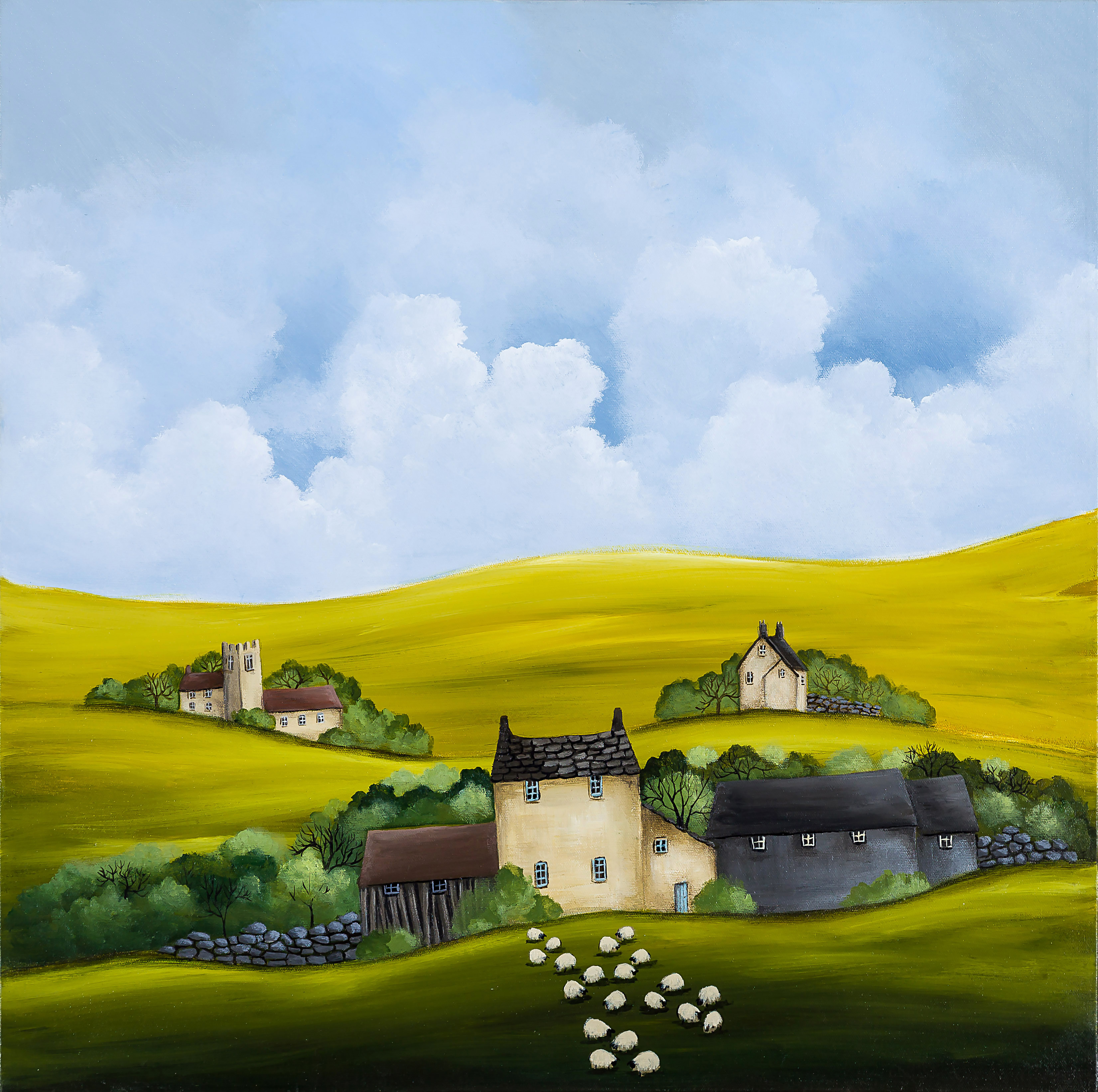 Michele Rose Sheepish 24 x 24 Acrylic on Canvas | Sybil Frank Gallery